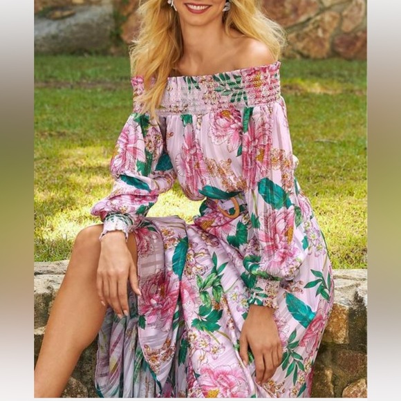 Boston Proper | Dresses | Boston Proper Floral Blooms Off The Shoulder ...